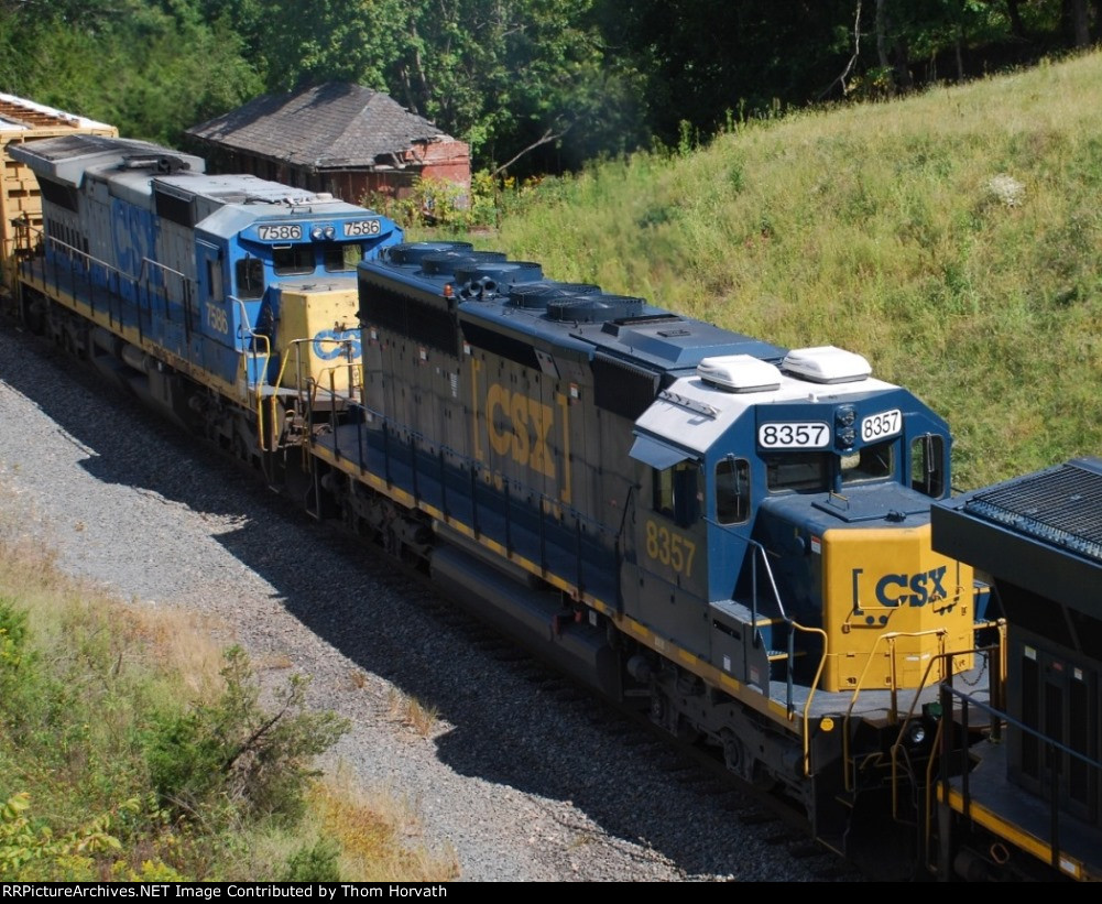 CSX 8357 is seen wearing the neq CSX "boxcar" logo